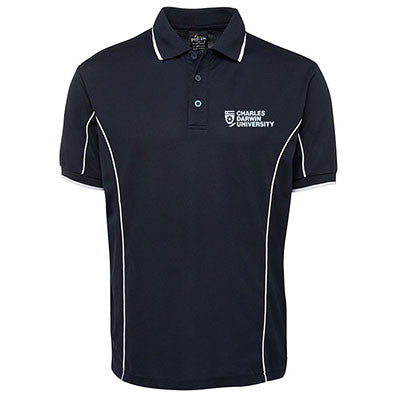 CDU MENS NAVY POLO SHIRT WITH PIPING — Charles Darwin University Bookshop
